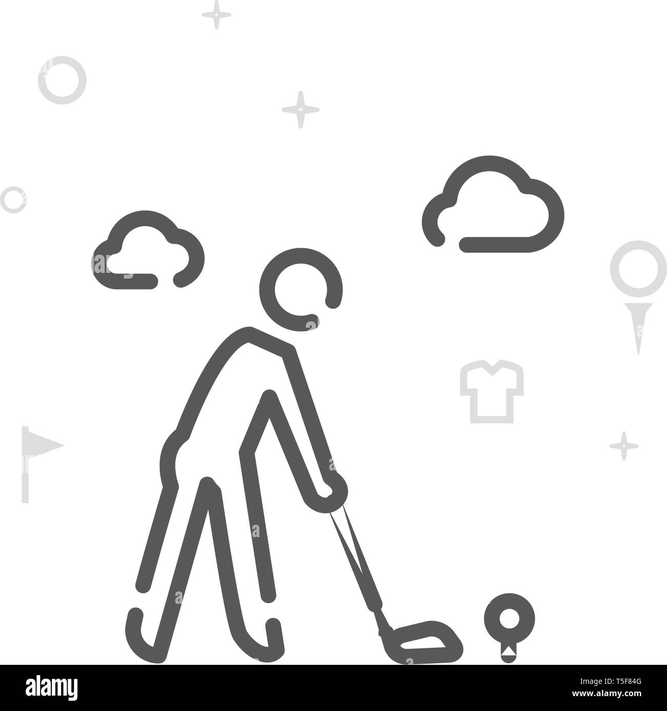 Golf Player Aiming Vector Line Icon. Golf Club, Country Club Symbol ...