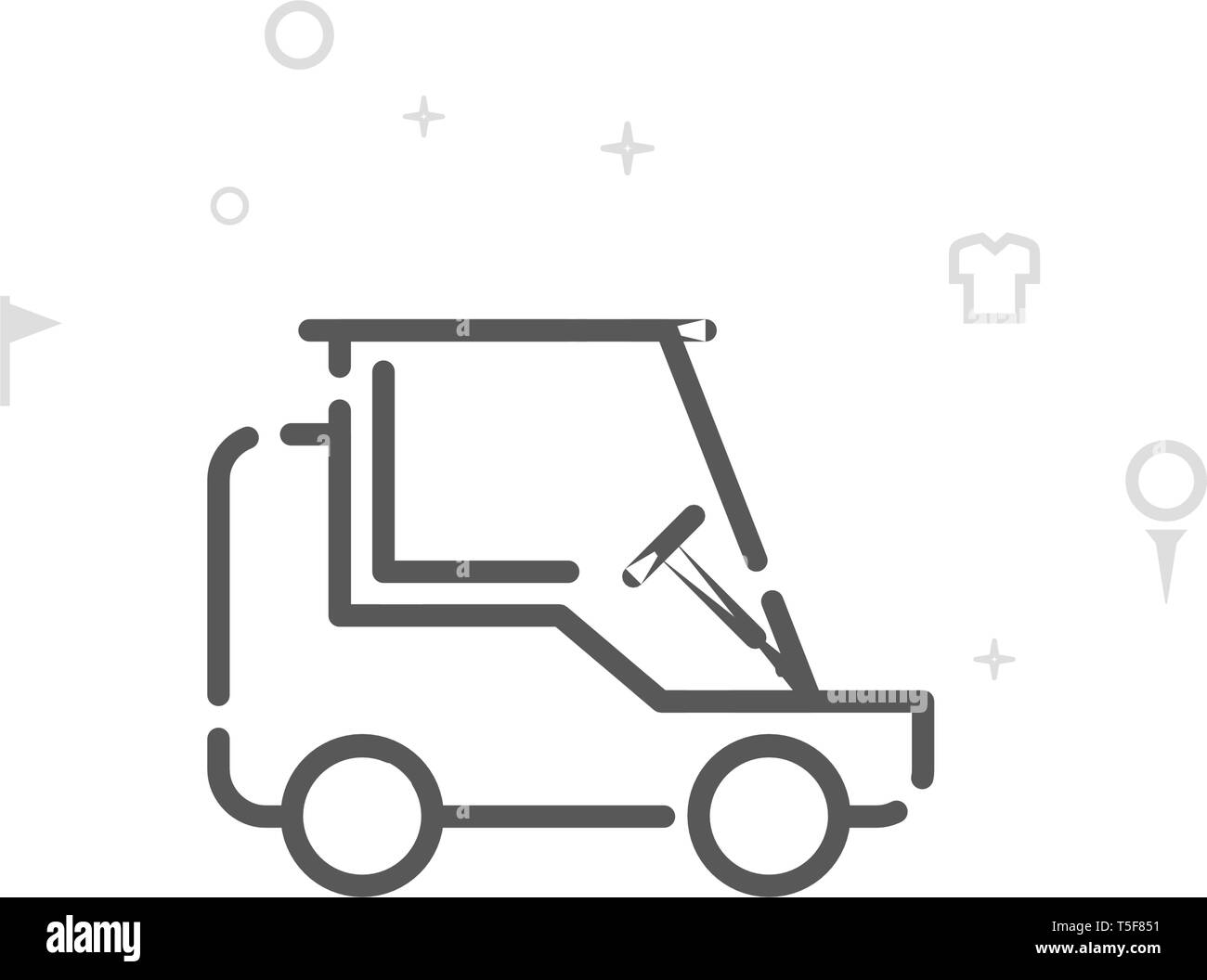 Golf Cart, Club Car Vector Line Icon. Golf Club, Country Club Symbol ...