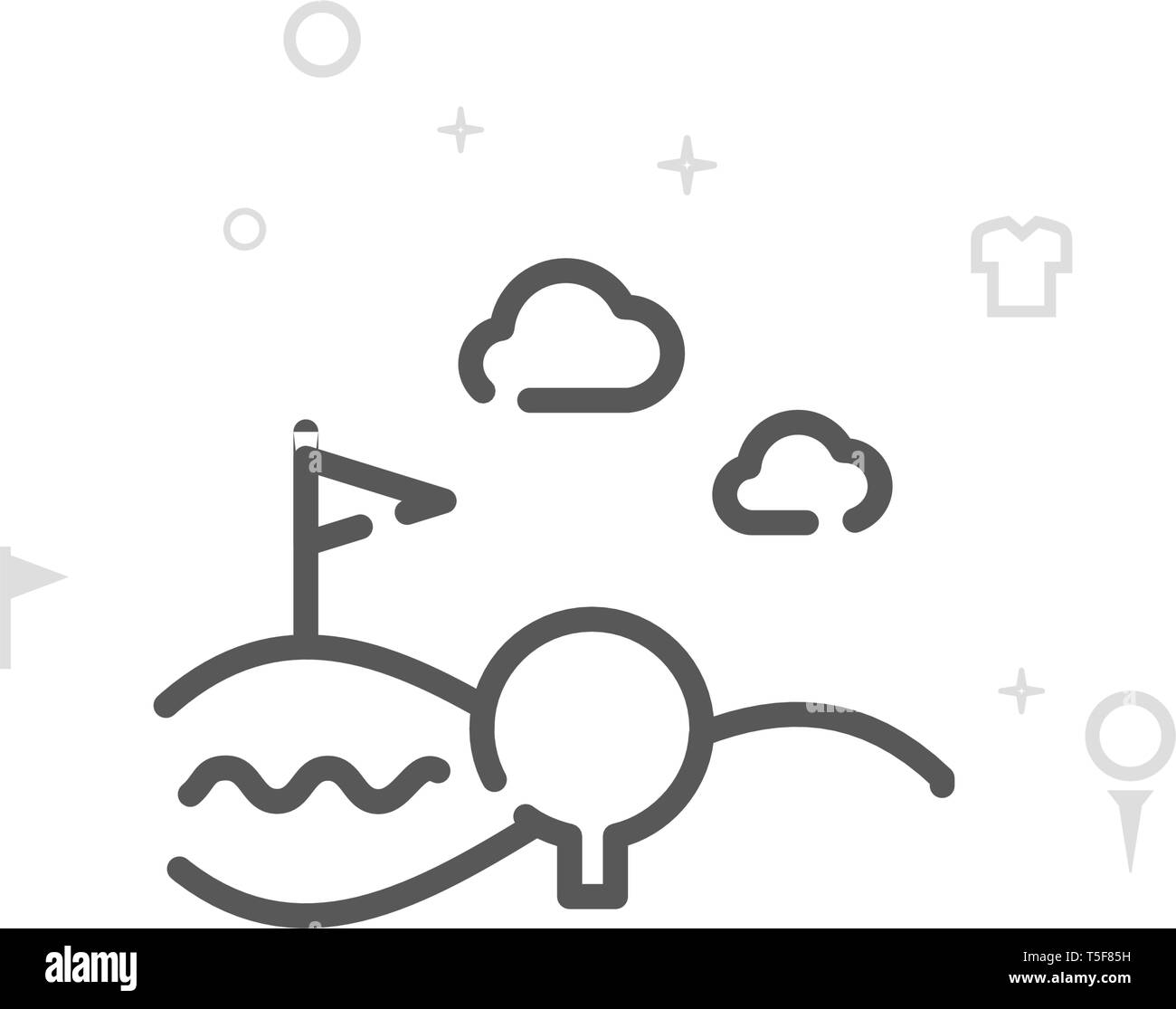 Golf Country Club Landscape Vector Line Icon. Golf Club, Country Club ...