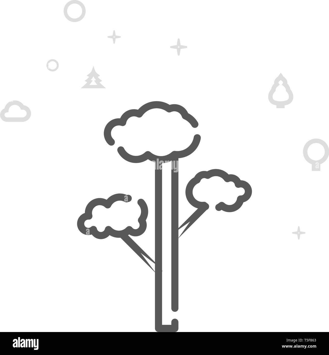 Pine Tree Vector Line Icon. Wild Tree Symbol, Pictogram, Sign. Light ...