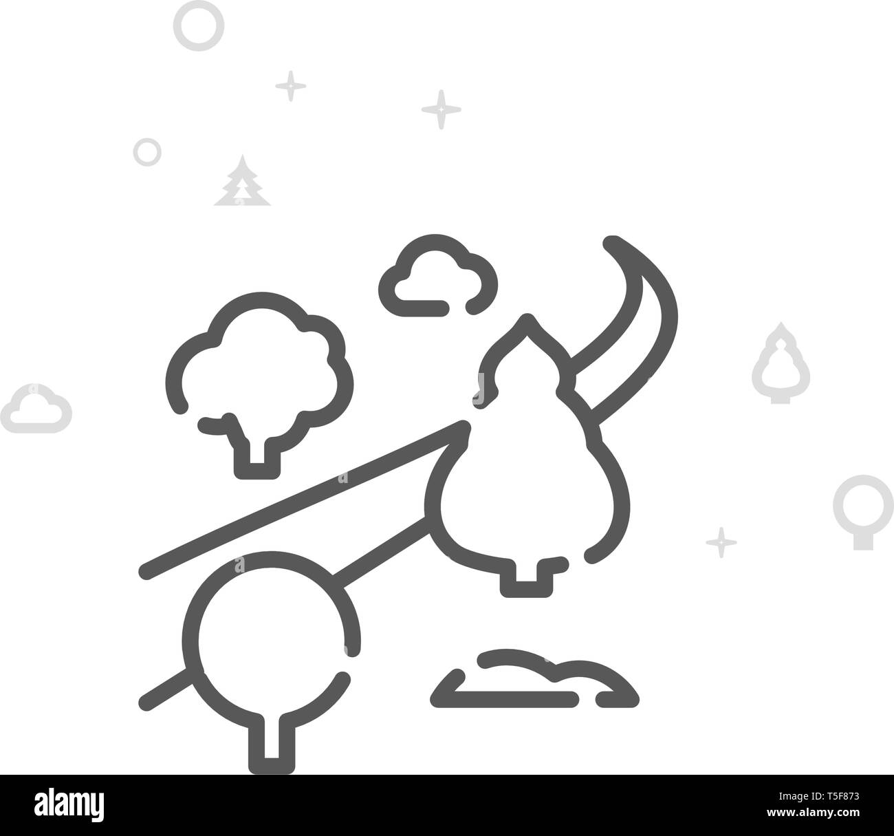 Curved Bend Road with Trees Vector Line Icon. Wild Tree Symbol ...