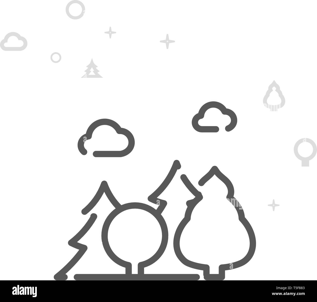 Mixed Forest Vector Line Icon. Wild Tree Symbol, Pictogram, Sign. Light ...