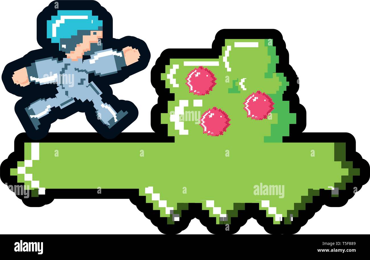 video game running in camp avatar pixelated vector illustration design ...