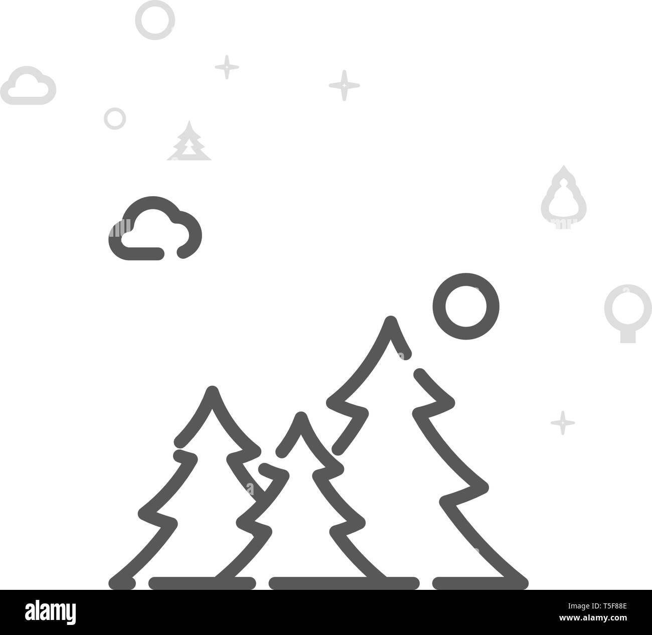 Coniferous Forest Vector Line Icon. Wild Tree Symbol, Pictogram, Sign ...