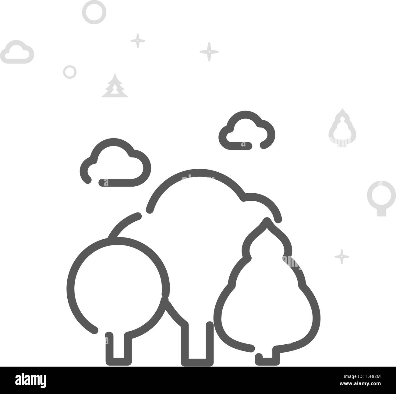 Deciduous Forest Vector Line Icon. Wild Tree Symbol, Pictogram, Sign ...