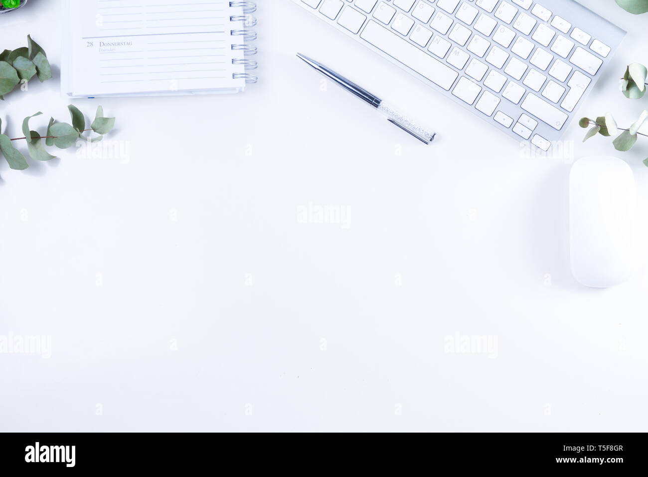 Flat lay home office workspace Stock Photo - Alamy