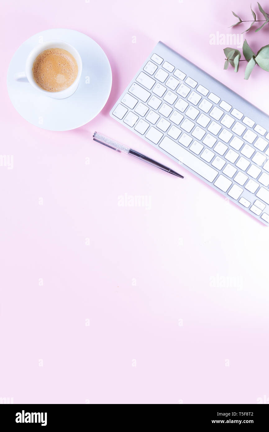 Flat lay home office workspace Stock Photo - Alamy