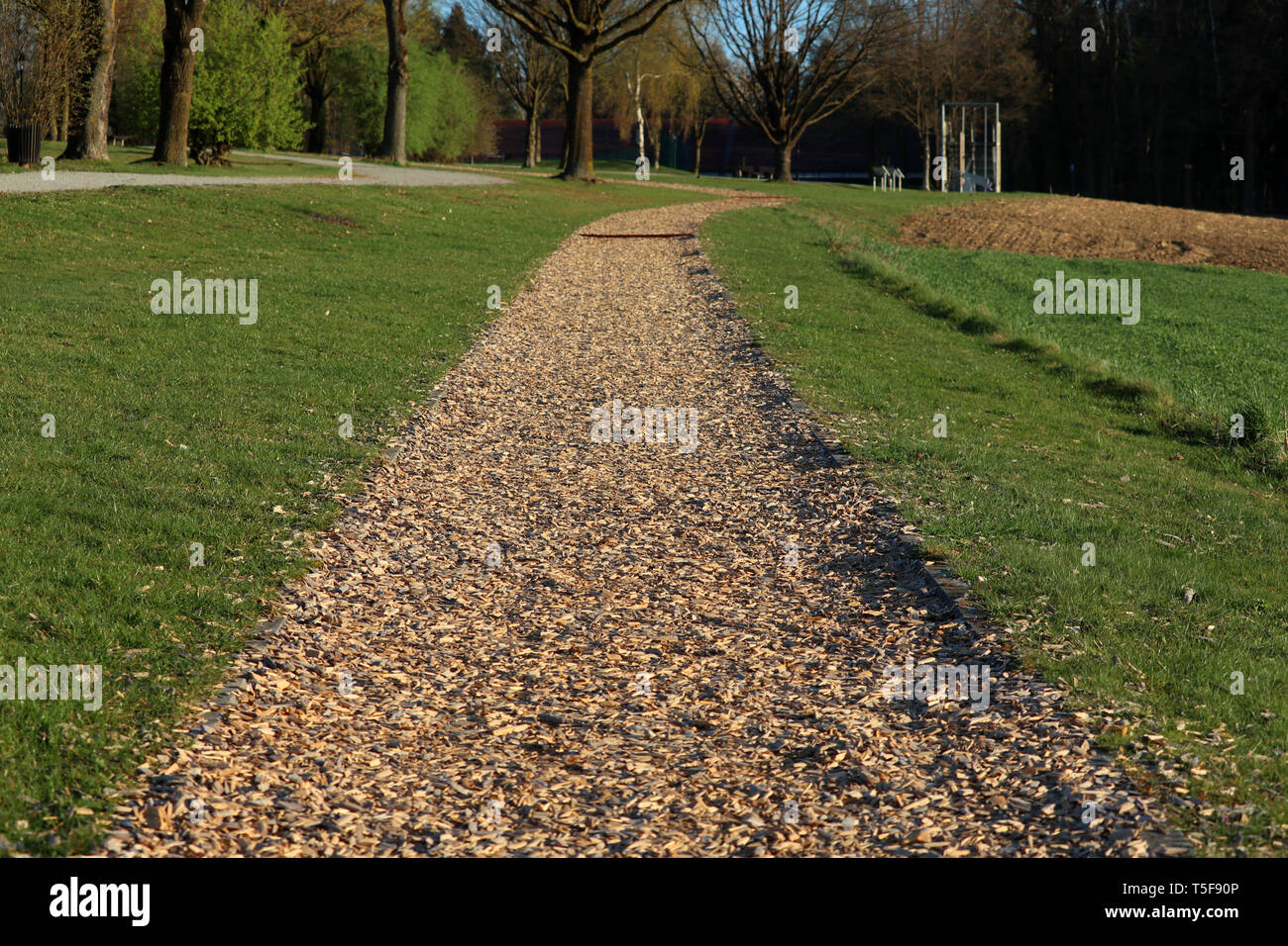 barefoot path with wood chips Stock Photo - Alamy