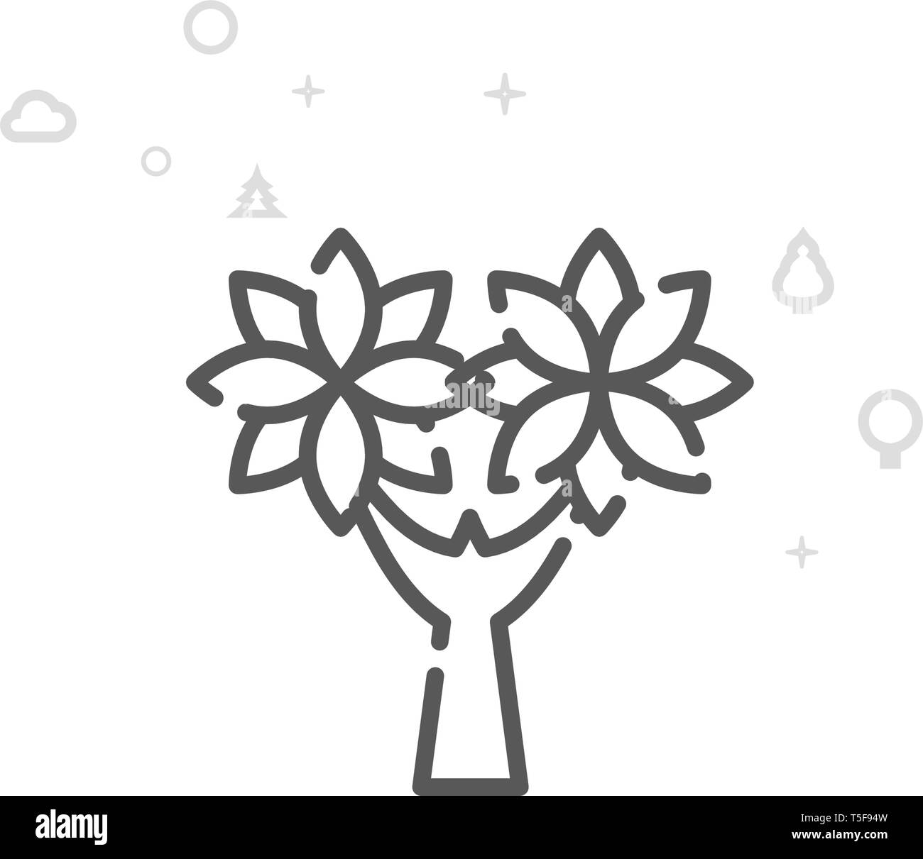 Exotic Deciduous Tree Vector Line Icon. Wild Tree Symbol, Pictogram ...