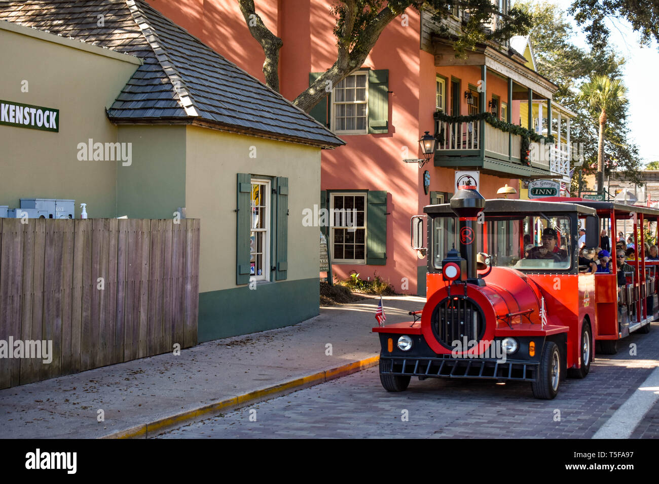 St. Augustine, Florida. January 26 , 2019 . Red Train Tour at Old Town ...