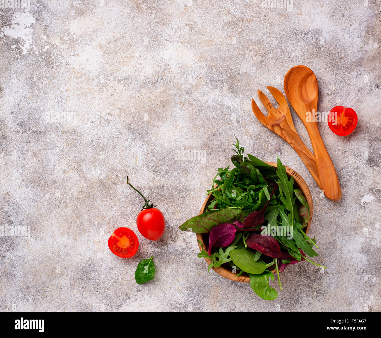Green food background with salad leaves mix Stock Photo - Alamy