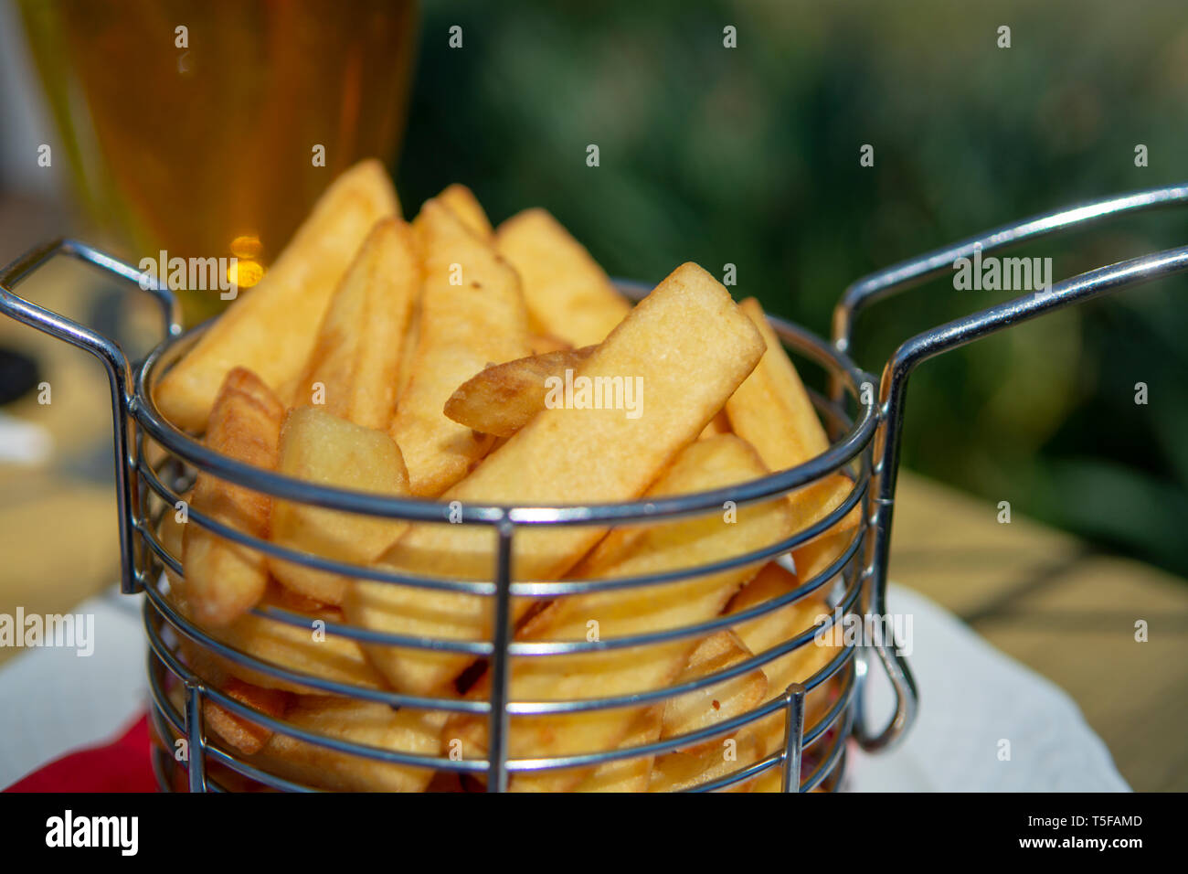 Belgian fried potatoes, traditional street food in Belgium served ...