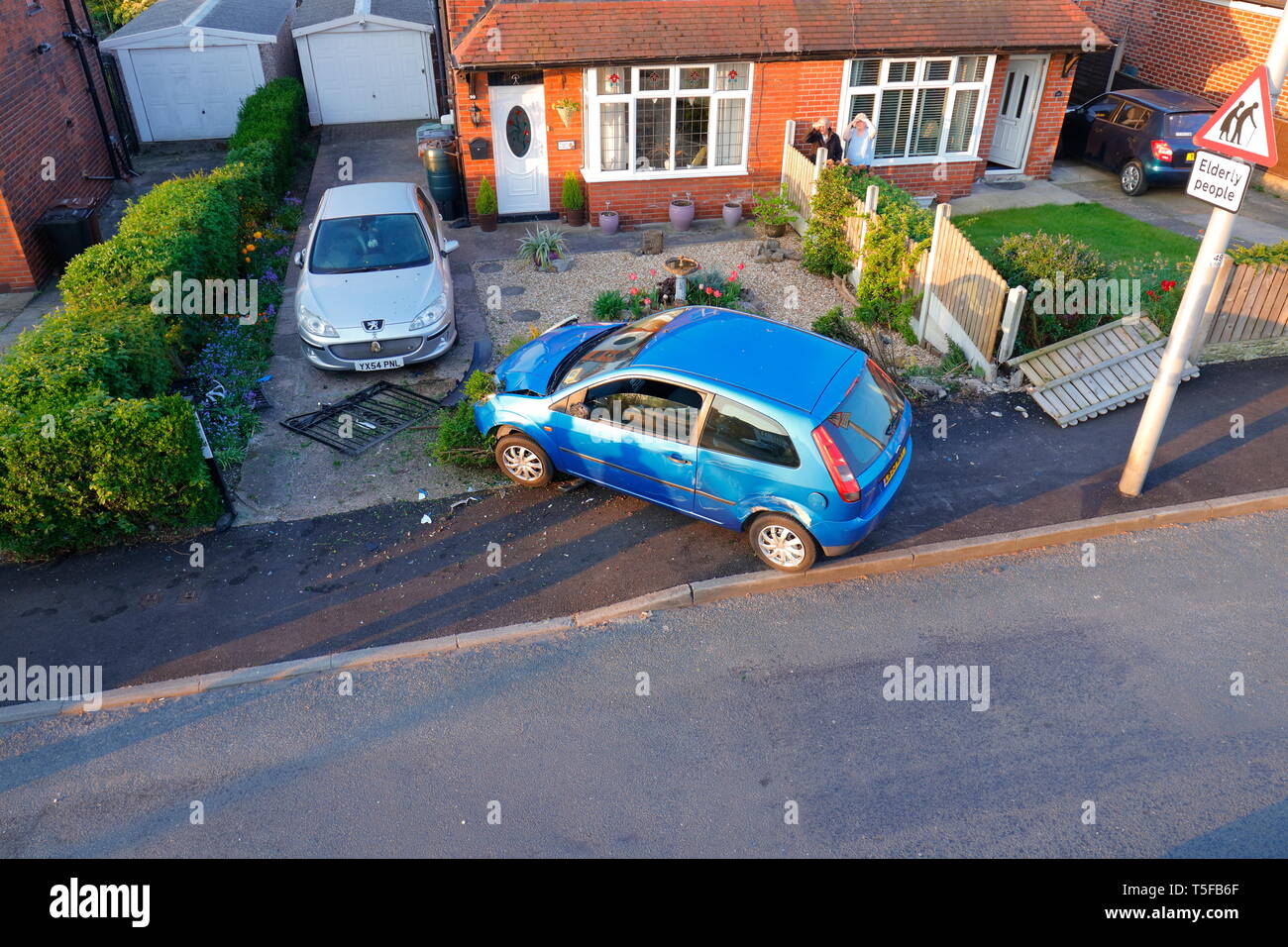 Scene of a road traffic collision, where a car lost control and came to ...