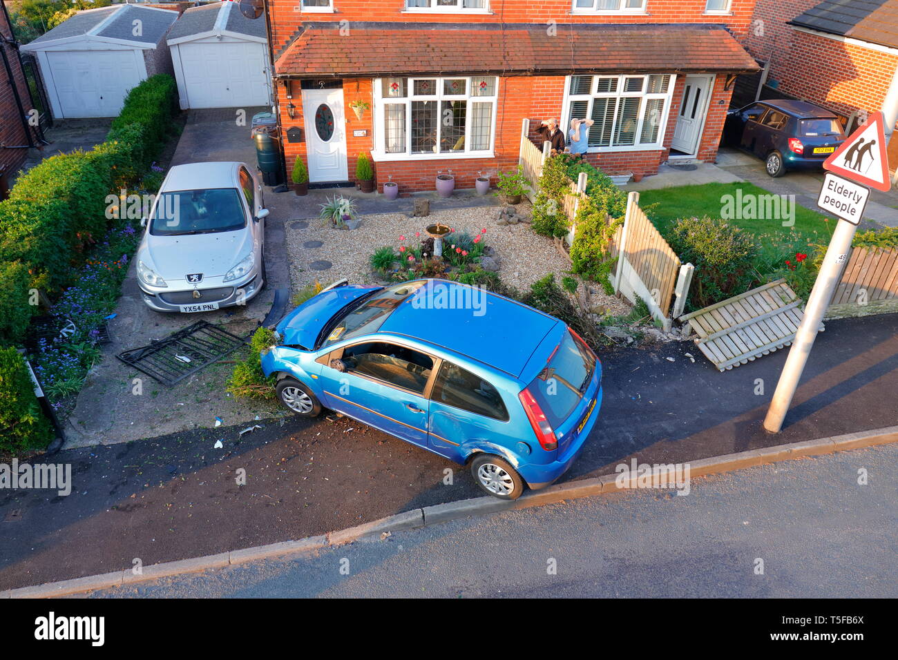 Scene of a road traffic collision, where a car lost control and came to ...