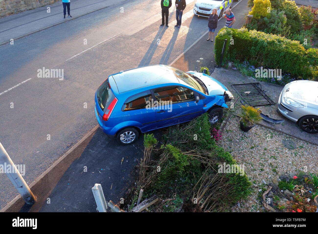 Scene of a road traffic collision, where a car lost control and came to ...