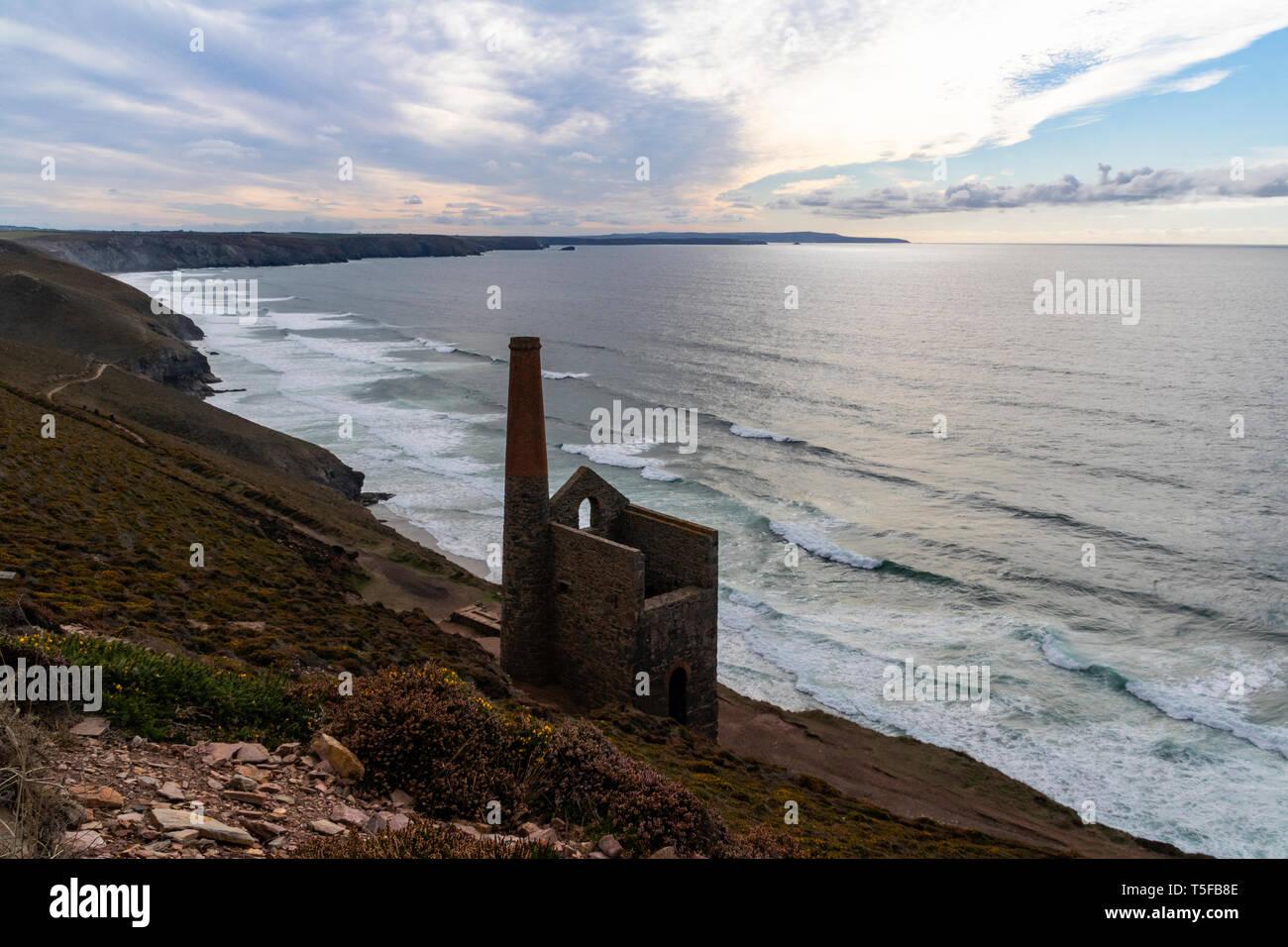 Wheal Coates Tin Mine Cornish Coastal View. Stack, Whim Engine House ...