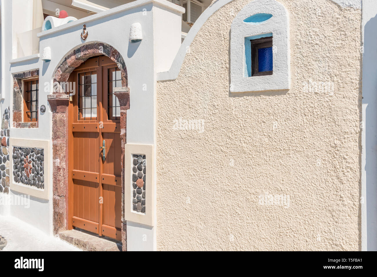 Door to traditional greek house in Fira Santorini Stock Photo - Alamy