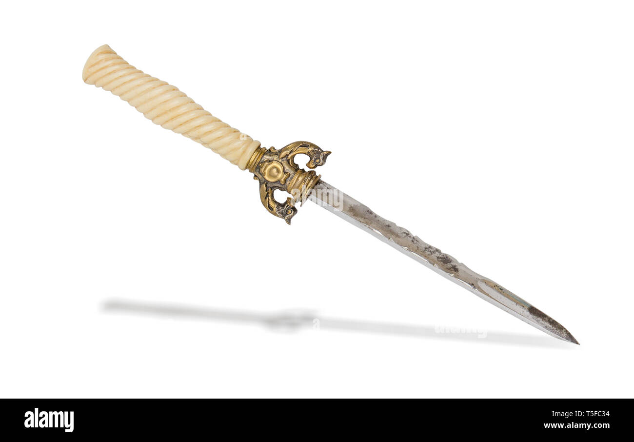The 18th century italian dagger with triangular pointy chiseled blade ...