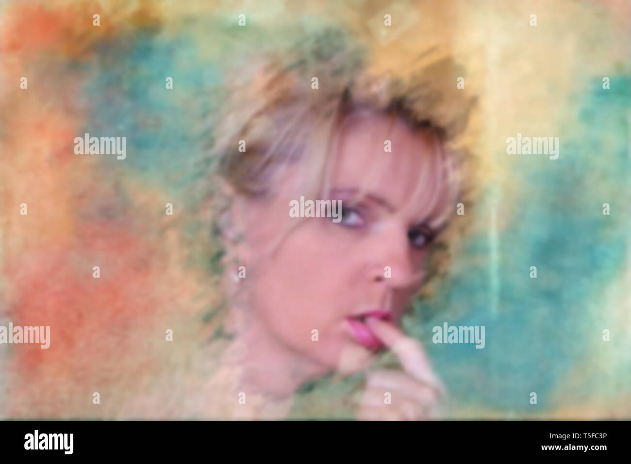 Colorful background with blurry woman face Stock Photo - Alamy