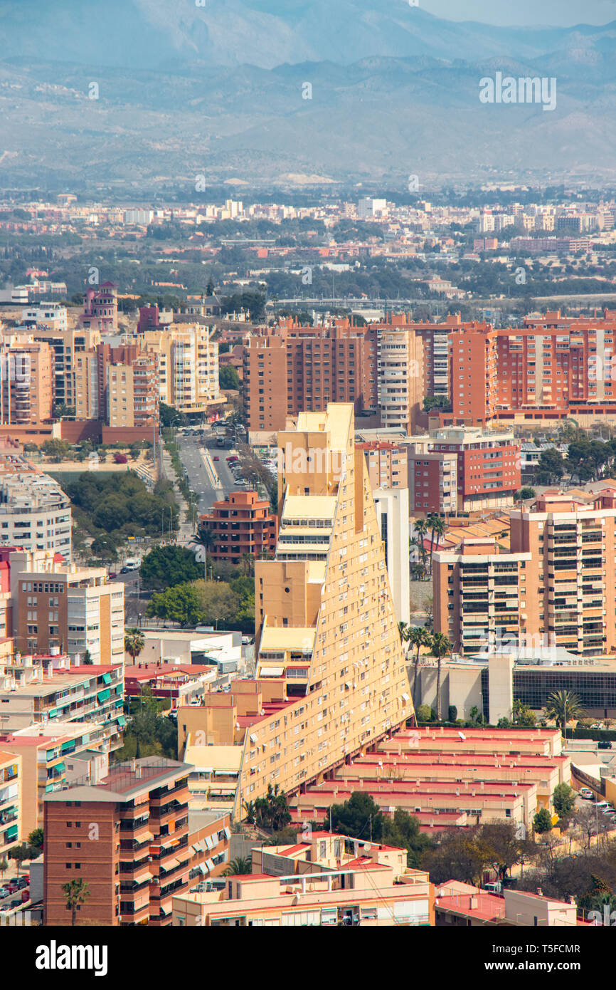 unusual triangular building in Alicante spain Stock Photo - Alamy