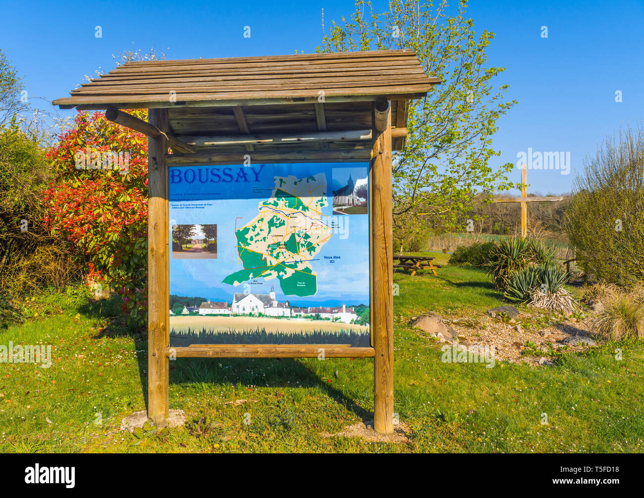 Roadside map and guide to the village of Boussay, France Stock Photo ...