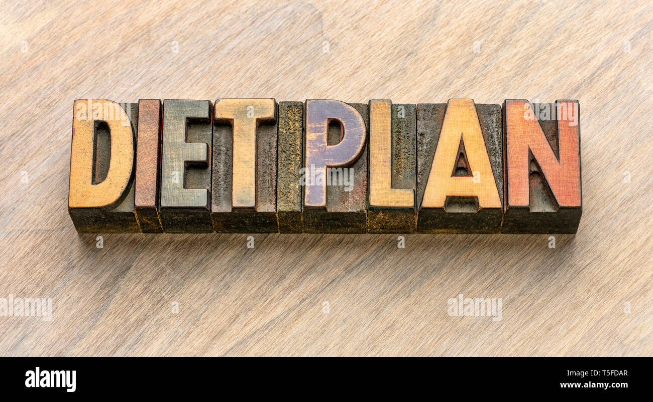 diet plan word abstract in vintage letterpress wood type Stock Photo ...