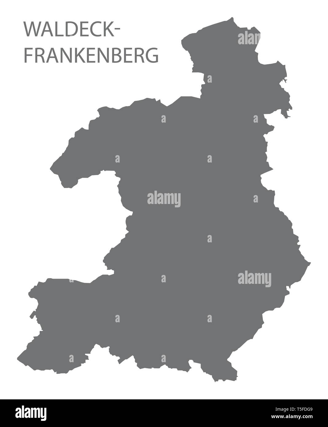 Waldeck-Frankenberg grey county map of Hessen Germany Stock Vector ...