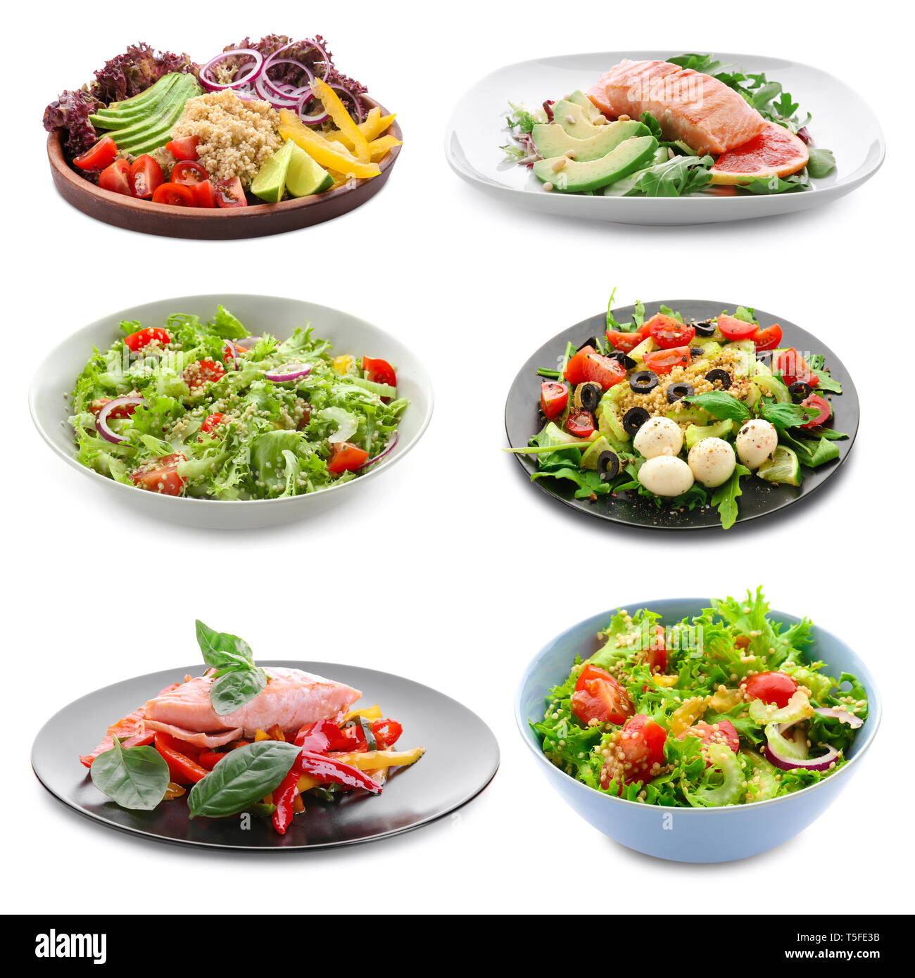 Set of delicious healthy dishes on white background Stock Photo - Alamy