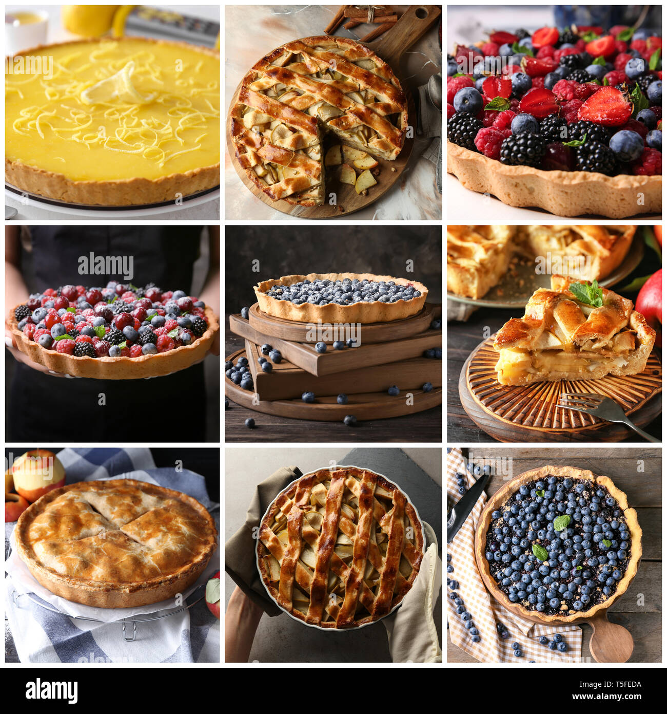 Different tasty fruit pies Stock Photo - Alamy