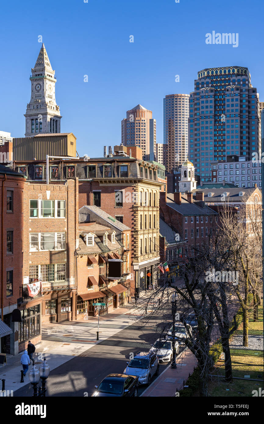 Boston Downtown cityscape with skylines building at Boston city, MA ...