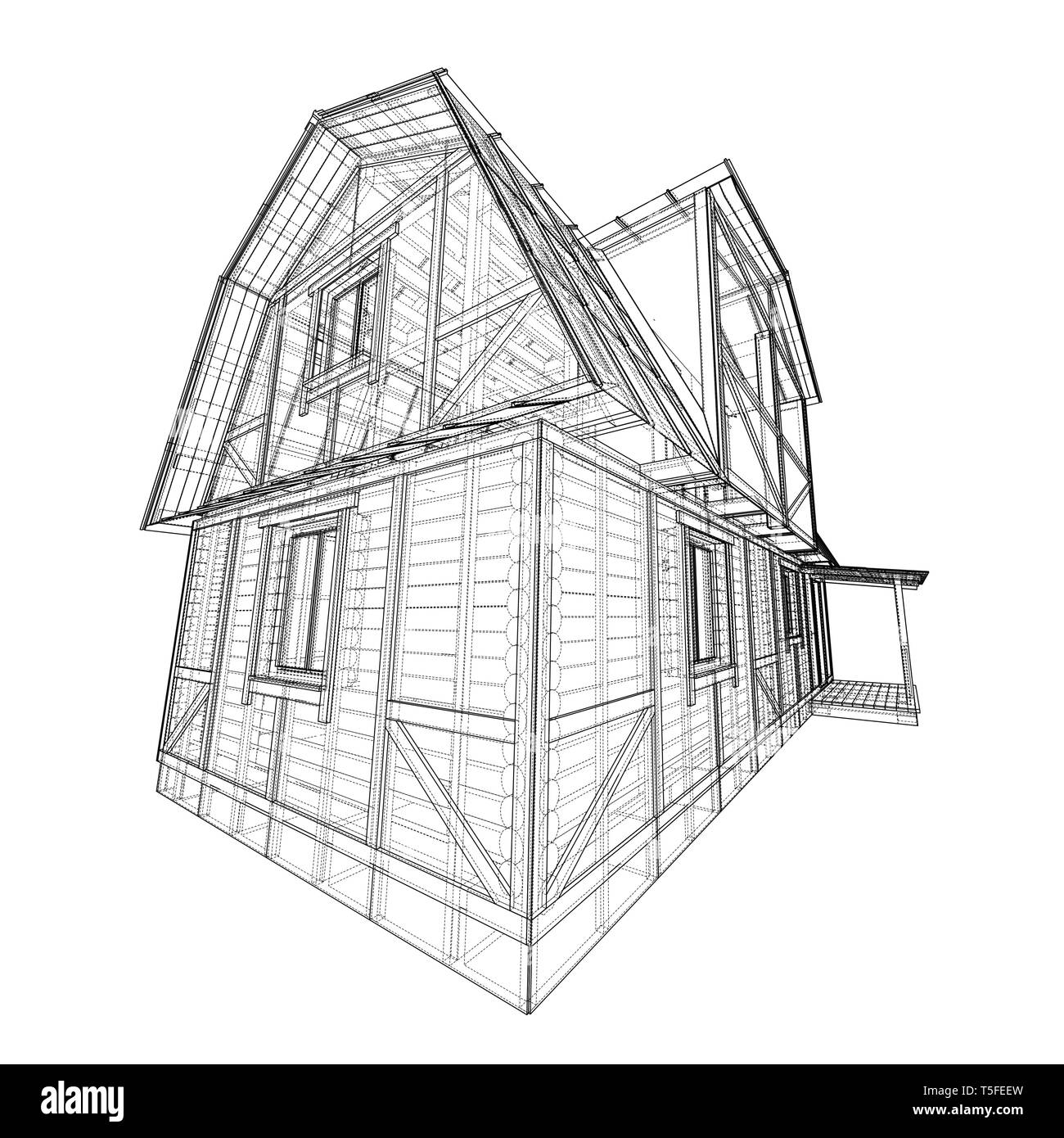 House sketch. Vector rendering of 3d Stock Vector Image & Art - Alamy