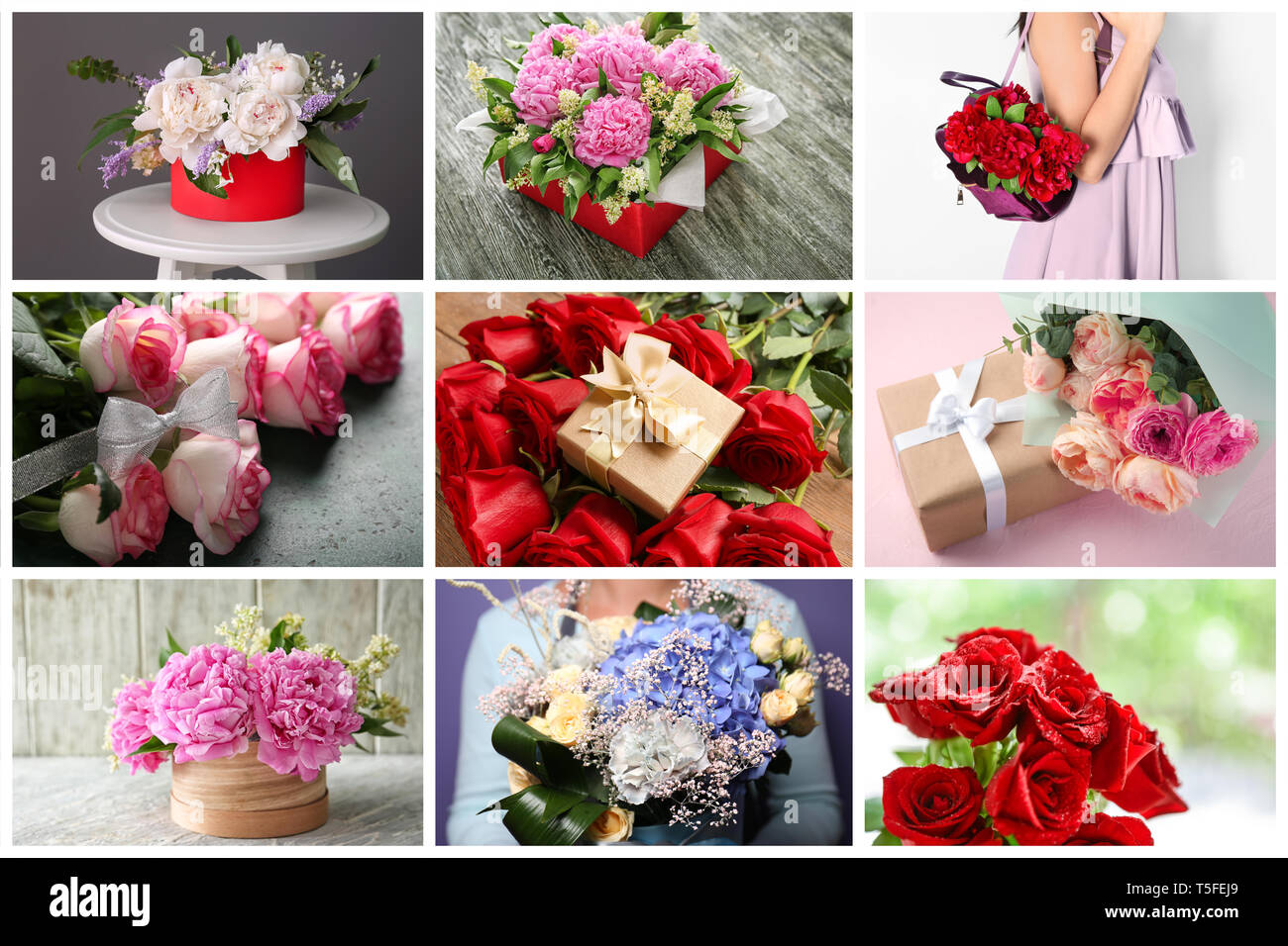 Set of beautiful flower bouquets Stock Photo - Alamy