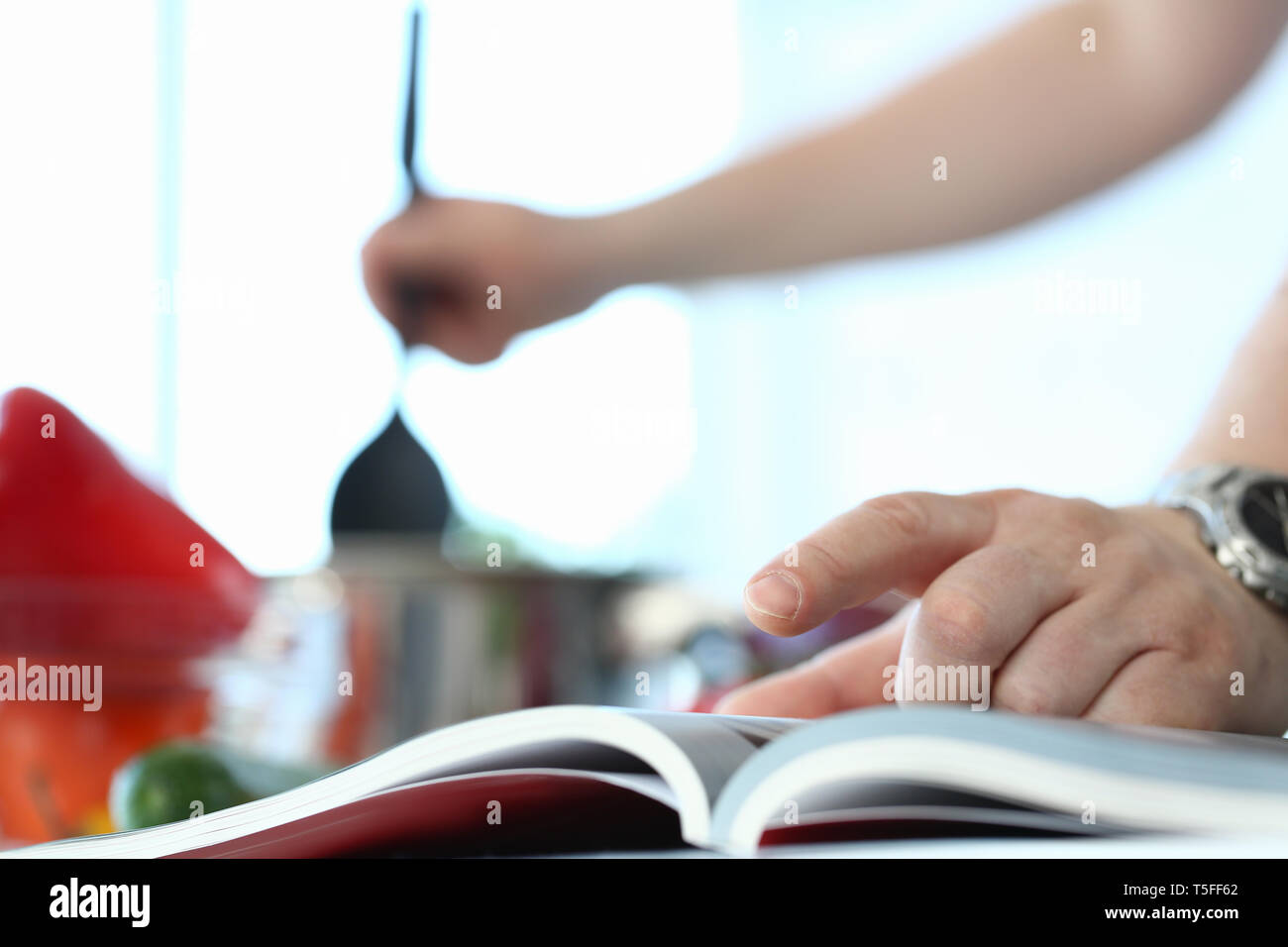 Male Finger Pointing Cookery Book Recipe Photo Stock Photo - Alamy