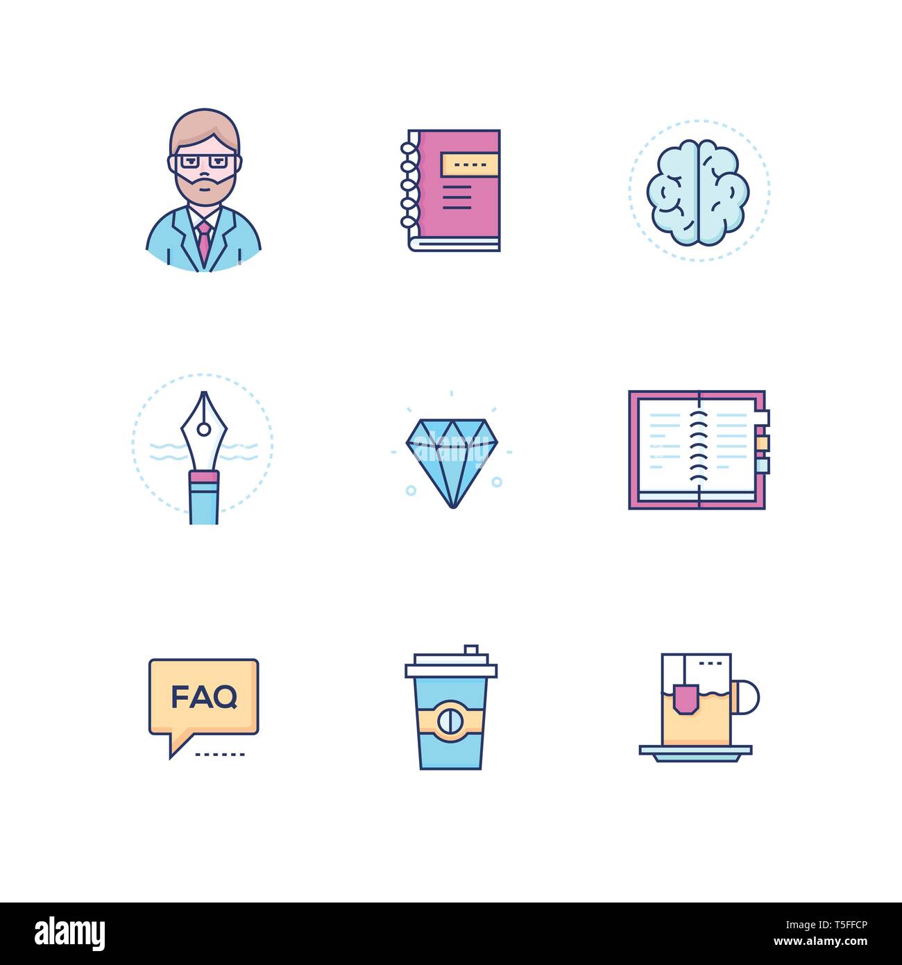 Flat line blue notepad Stock Vector Images - Alamy