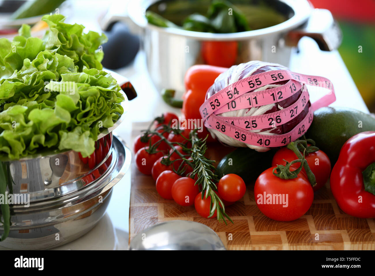 Healthy Fresh Vegetables Assortment Measuring Stock Photo - Alamy