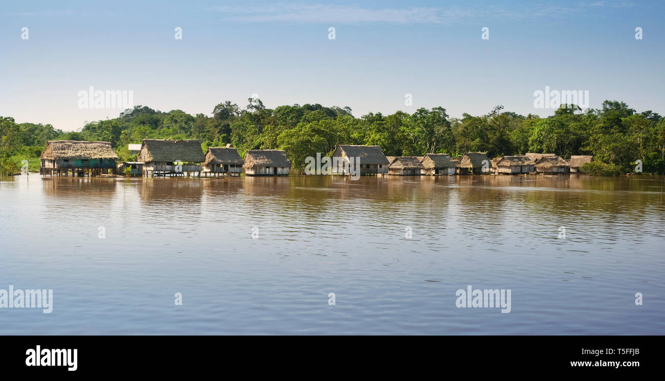 Peru, South America. Amazonas landscape. Typical indian tribes ...