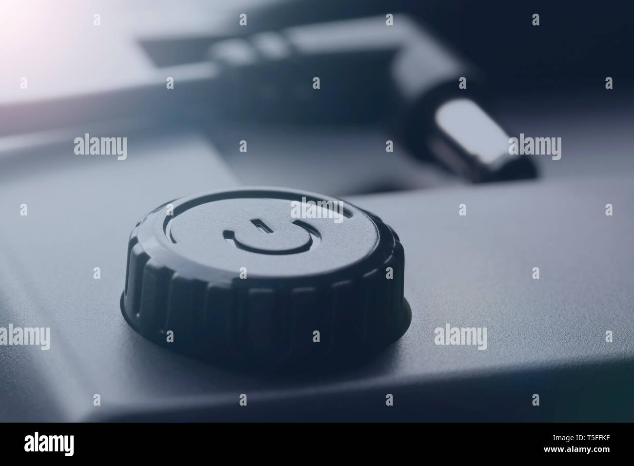 Black plastic power button with power adjustment function. 12 volt plug ...