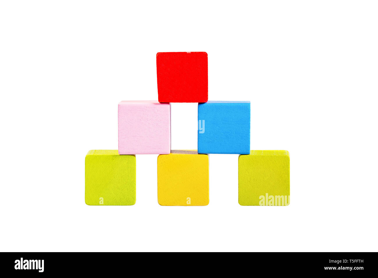 Colorful wooden building blocks tower isolated on white background ...