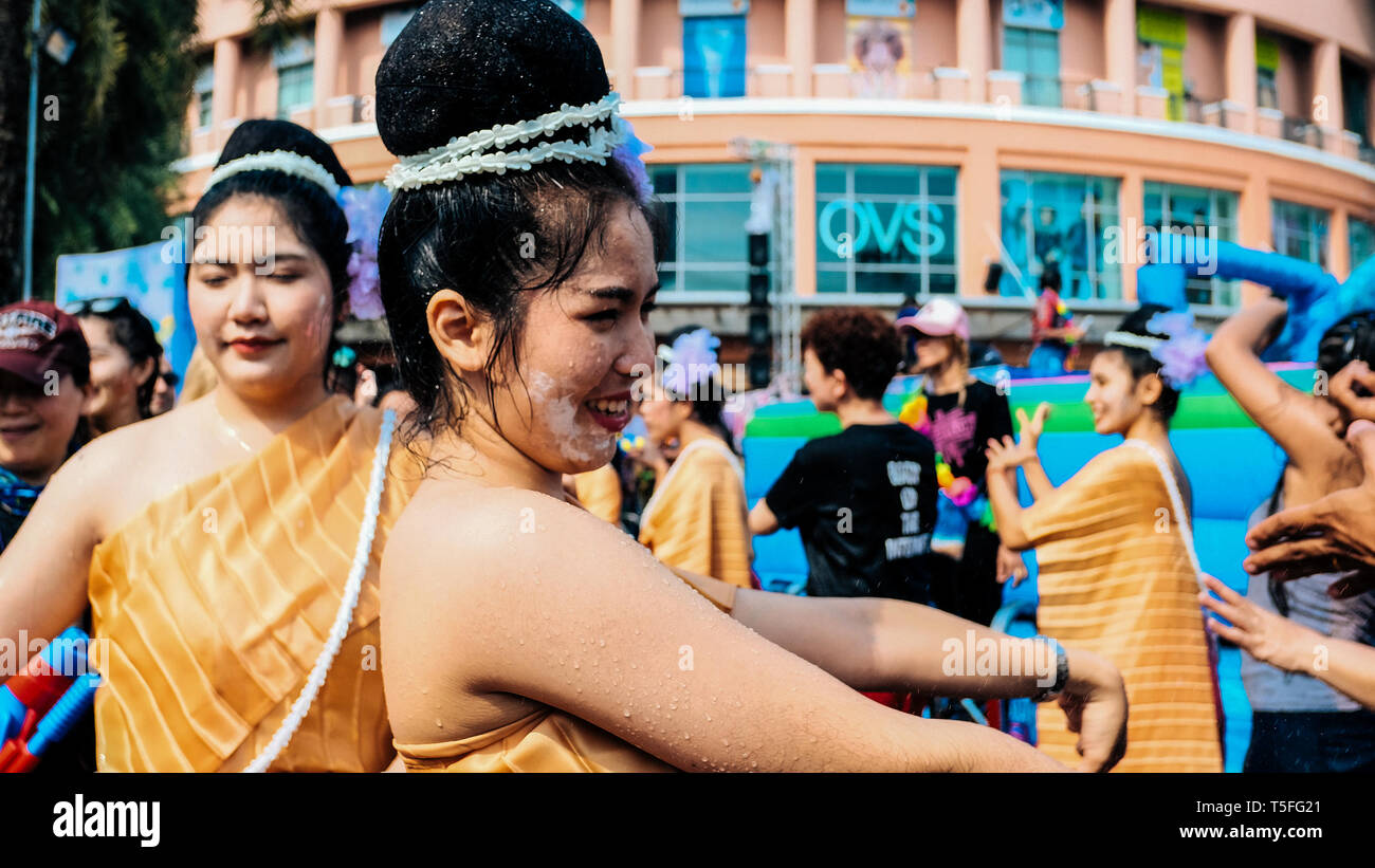 Women seen in traditional clothes dancing during the event. The ...
