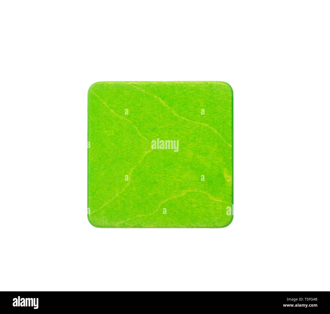 Green wooden block in the shape of square isolated on white ...