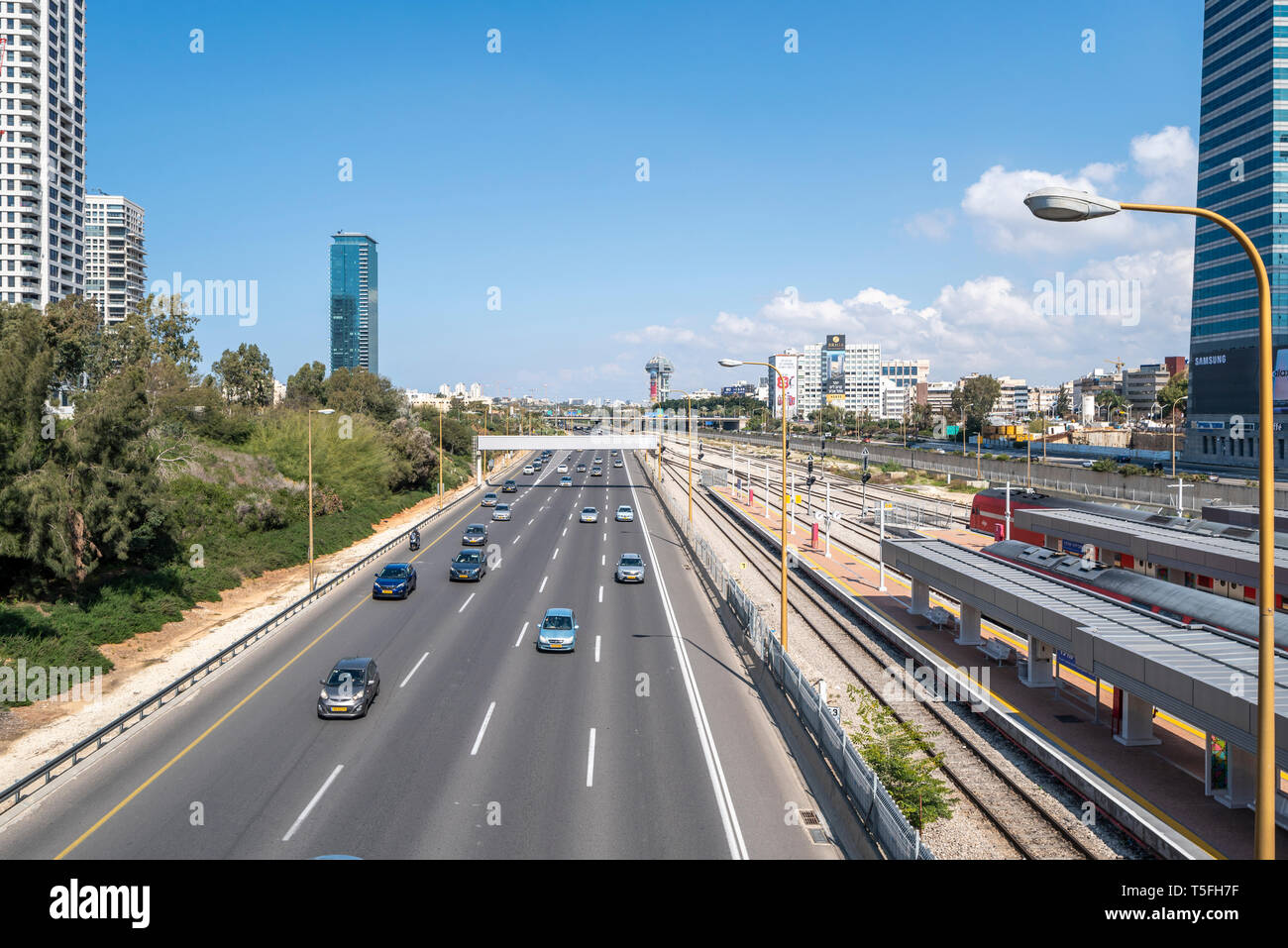 Israel, Tel Aviv-Yafo - 23 February 2019: Ayalon highway Stock Photo ...