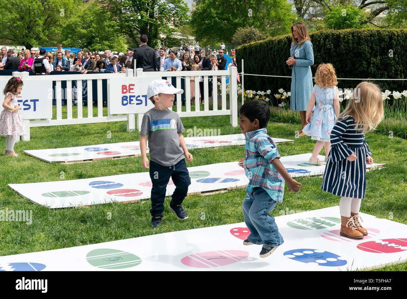 U.S First Lady Melania Trump at the hopscotch game during the White ...