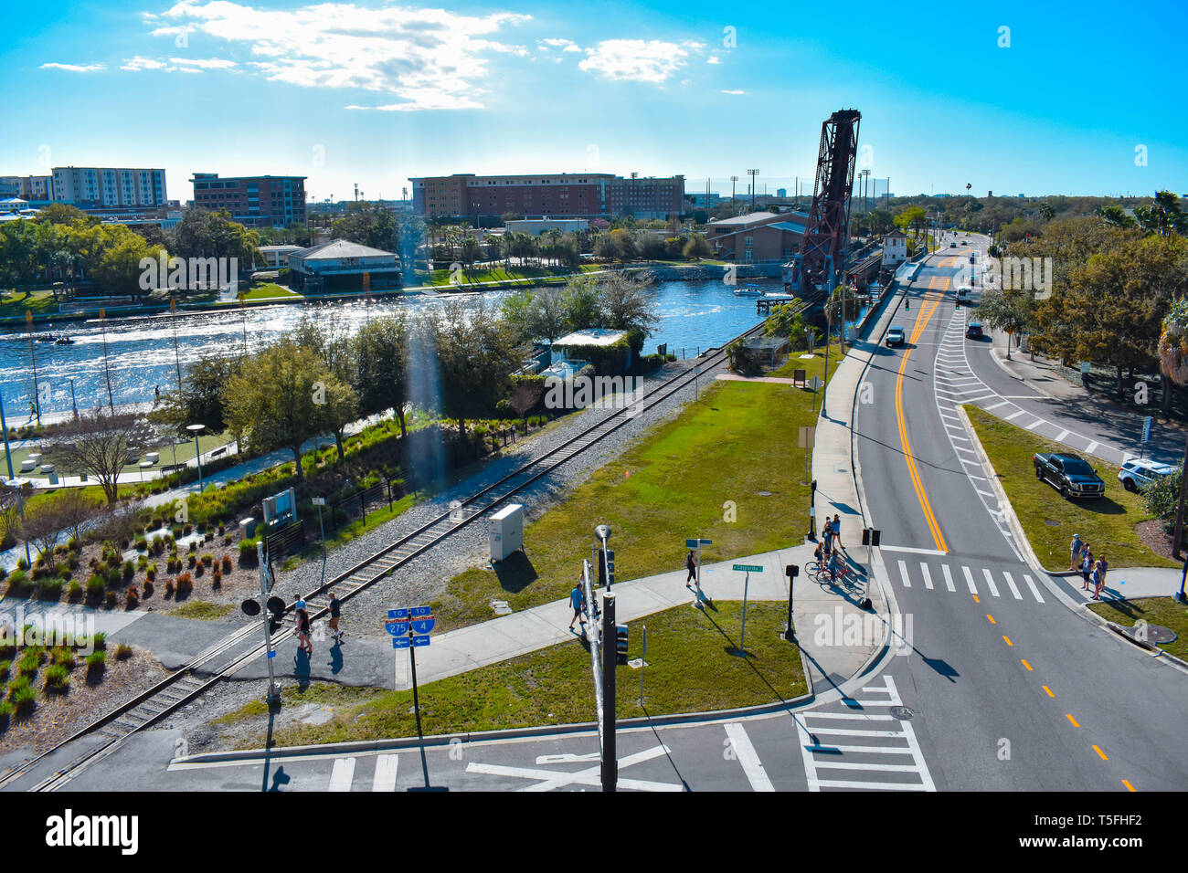 Tampa Bay, Florida. March 02, 2019. Panoramic view of Drawbridge on ...