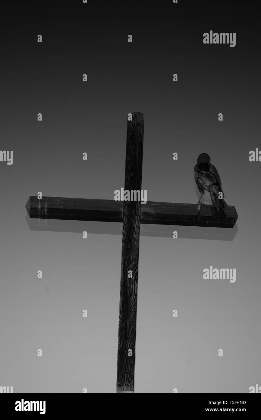 Christian cross silhouette Black and White Stock Photos & Images - Alamy