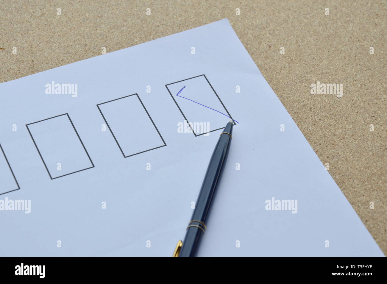 pen filled correct sign in the blank on white paper Stock Photo - Alamy
