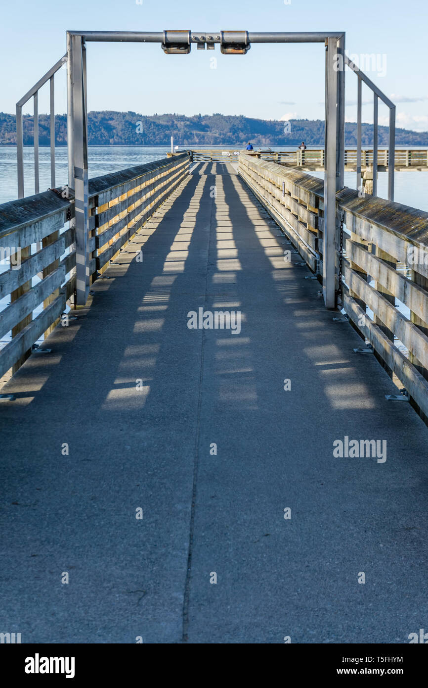 A view of a pier on the Puget Sound in Dash Point, Washington Stock ...