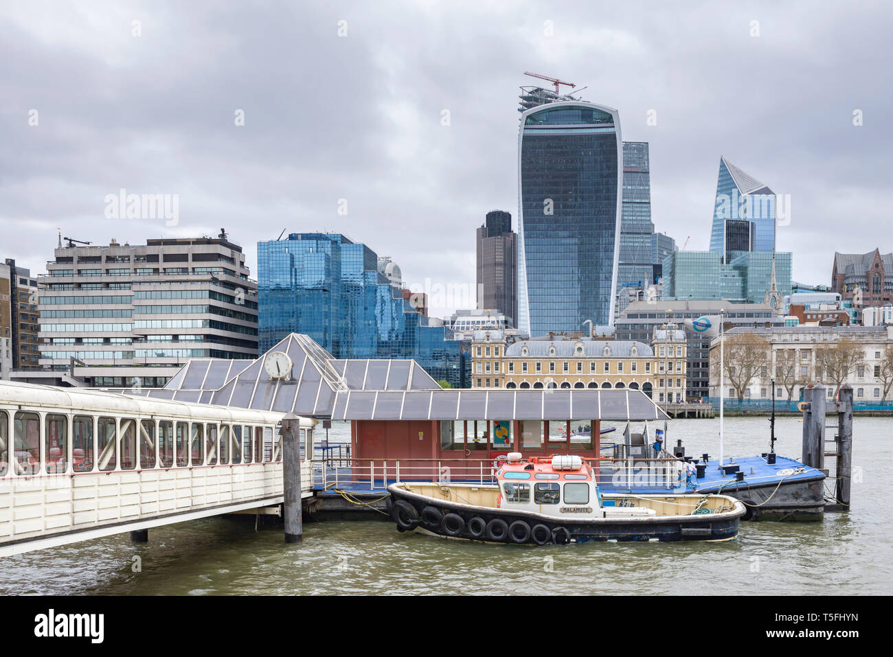 London Bridge City Pier and The City in London, England Stock Photo - Alamy