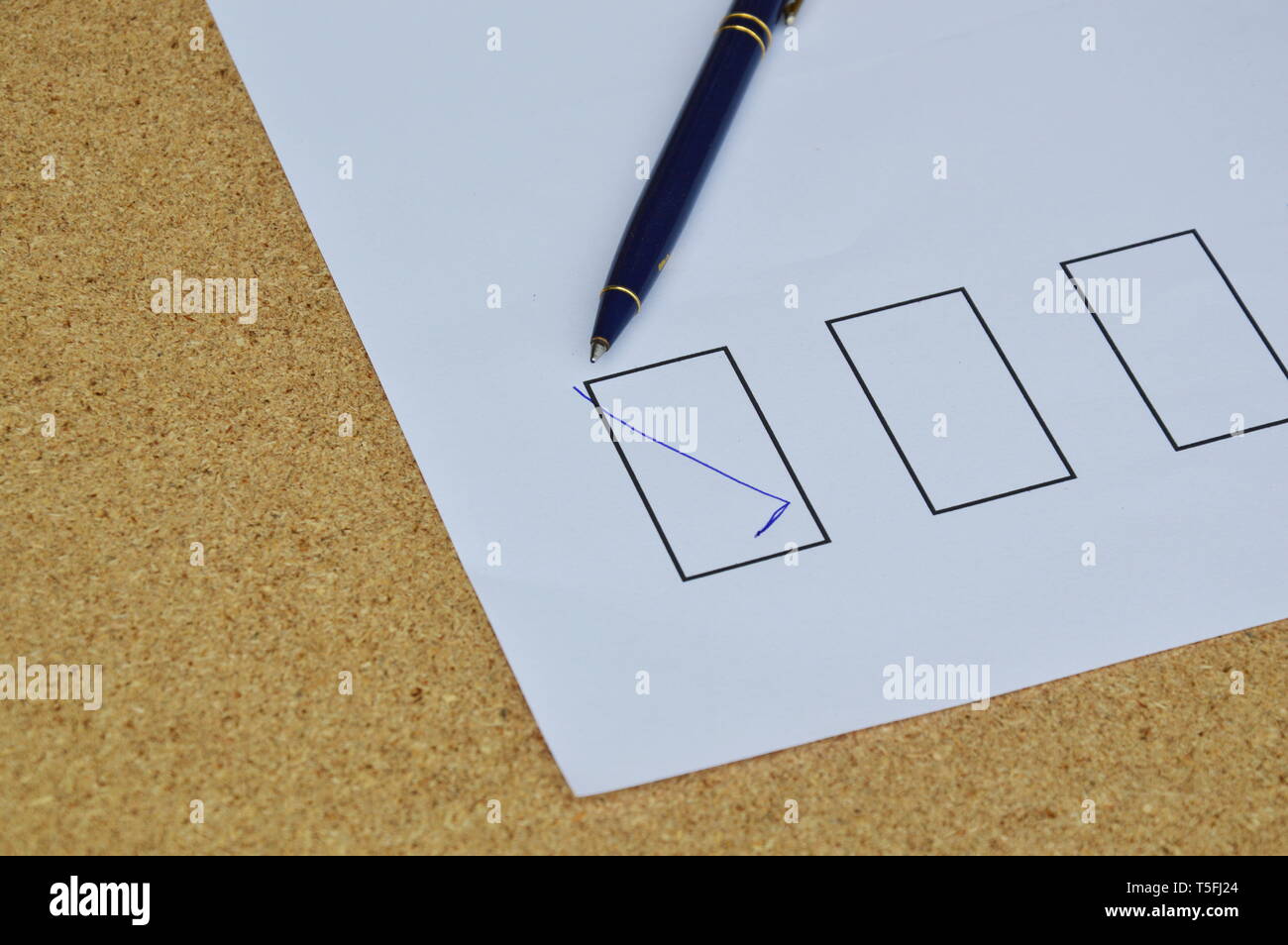 pen filled correct sign in the blank on white paper Stock Photo - Alamy