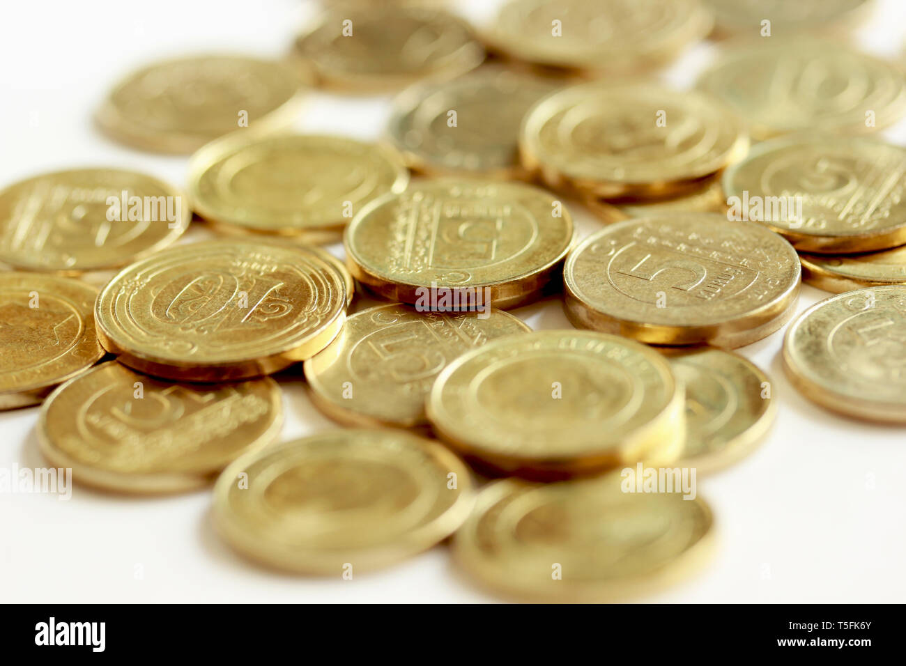 metal turkish coins on white background Stock Photo - Alamy