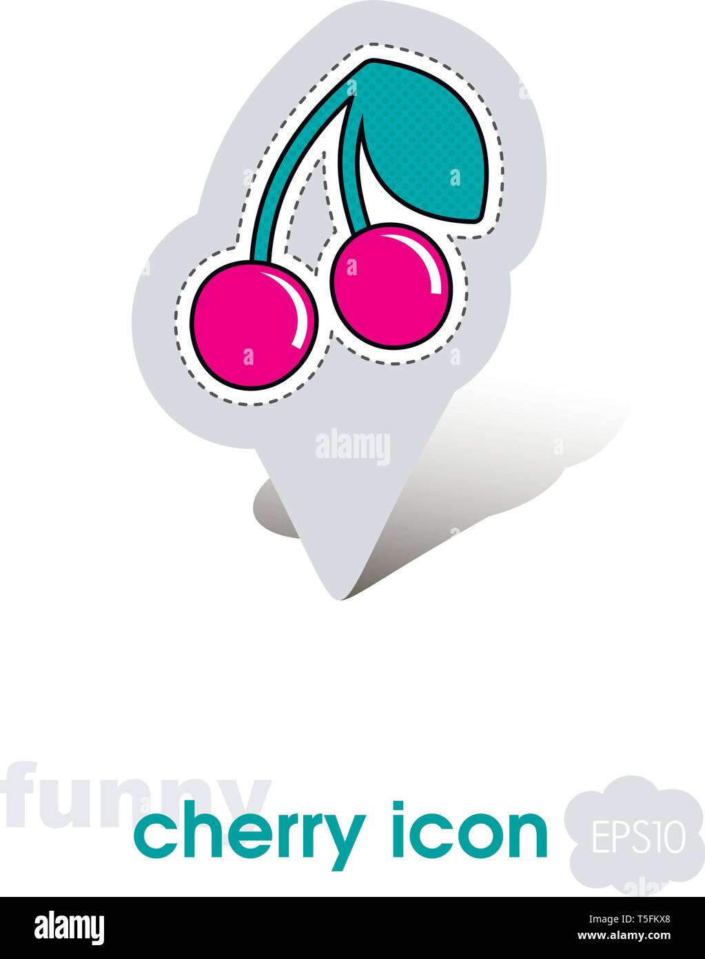 Cherry with leaf pin map icon. Cherry fruit sign. Map pointer. Map ...